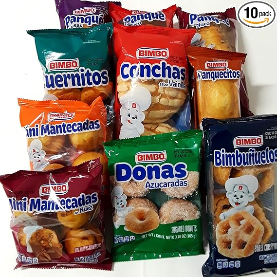 Bimbo 10-Piece Variety Pack ( CUERNITOS, PANQUESITOS,PANQUE DE NUEZ, P ...