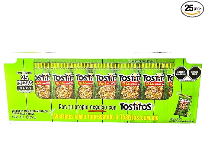 Sabritas Tostitos Salsa Verde 25 Mexican Potato Chips Pack 25 units ...